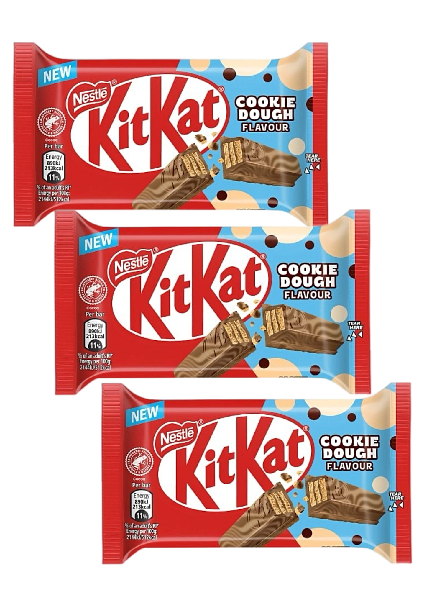 KitKat 4 Fingers Cookie Dough /Кит Кат Шоколадная плитка, Песочное печенье 41,5г х 3 шт (США)