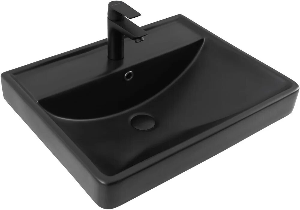 Раковина керамическая накладная Aquanet Ирис 600*470*210 мм черный матовый (329247)