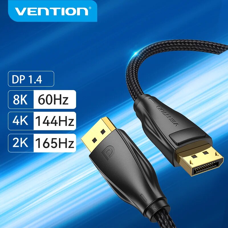 Кабель DisplayPort V1.4 Vention 2 м, черный — фото 1