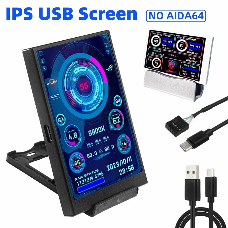 3.5" ЖК-монитор USB-C, Цвет: A2, с док-станцией и держателем — фото 1