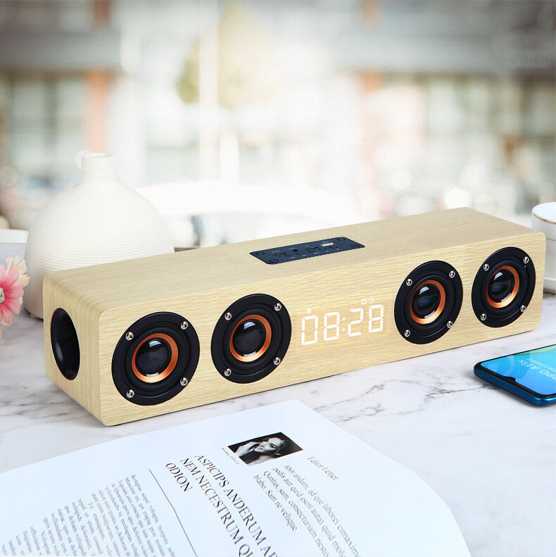 Колонка беспроводная «Ясунцзе», Bluetooth, дерево, 38 см х 9 см х 8 см, светло-деревянного цвета