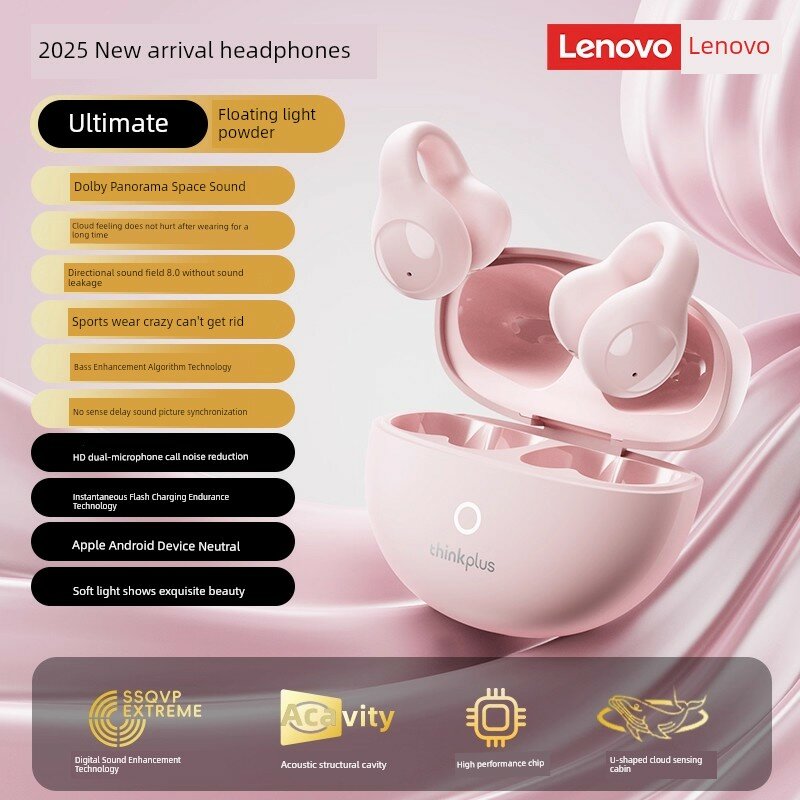 Lenovo Открытые наушники с костной проводимостью Bluetooth беспроводные спортивные наушники с шумоподавлением для бега