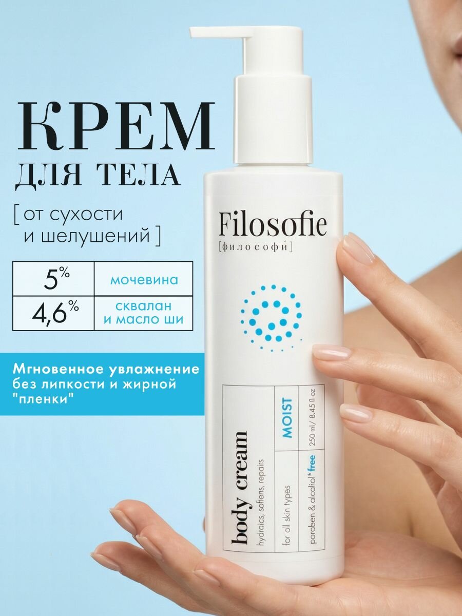 FILOSOFIE Крем для тела увлажняющий с мочевиной для сухой кожи, 250 мл
