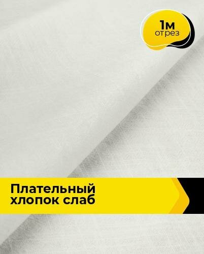 Ткань для шитья и рукоделия Плательный хлопок "Слаб", отрез 1 м*142 см, цвет белый