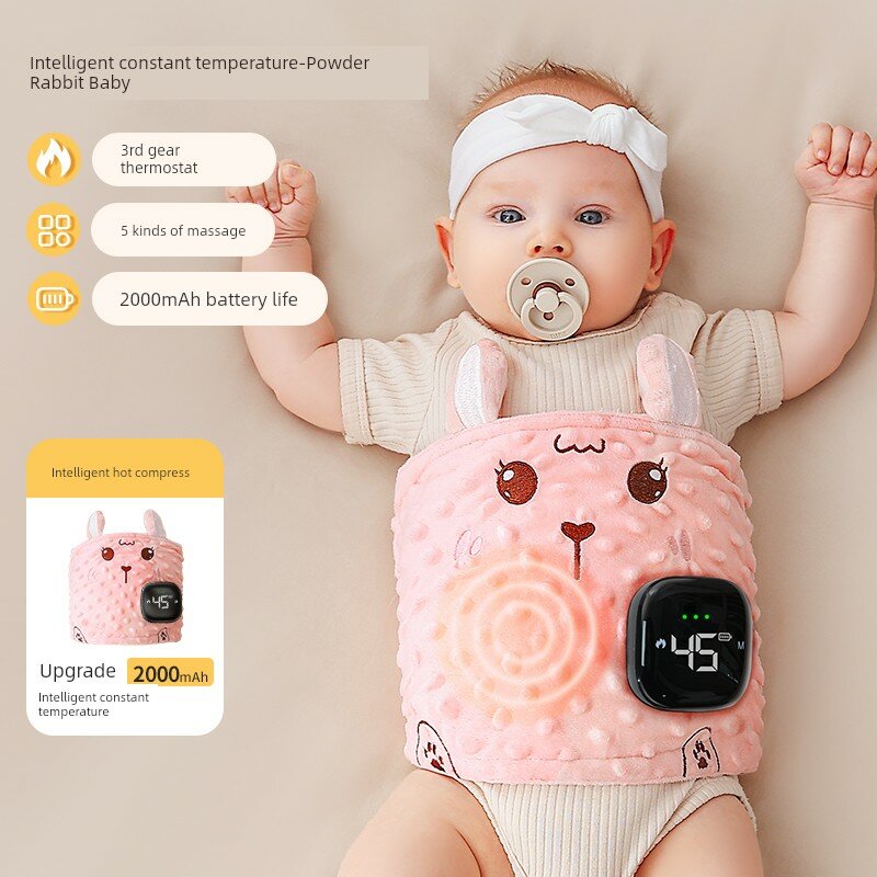 Умный тепловой компресс Pink Bunny Baby 2000HA для снятия колик у младенцев с 3 режимами нагрева и 5 массажными режимами