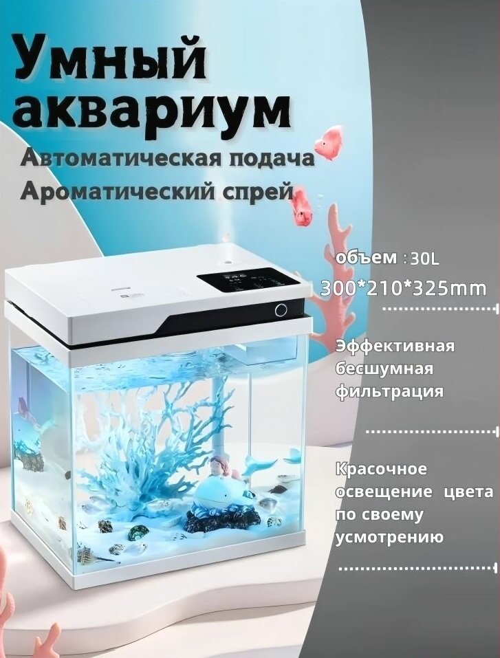 Умный аквариум, самоочищающийся, не требующий смены воды и с автоматической подачей корма