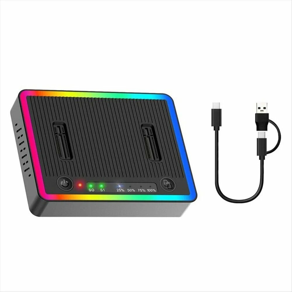 Док-Станция M.2 Duplicator С Двумя Отсеками USB C Для Твердотельных Накопителей NVMe PCIE NGFF