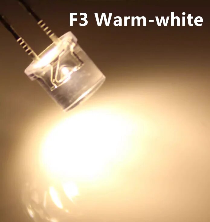 Светодиоды F3 Warm-white 100шт