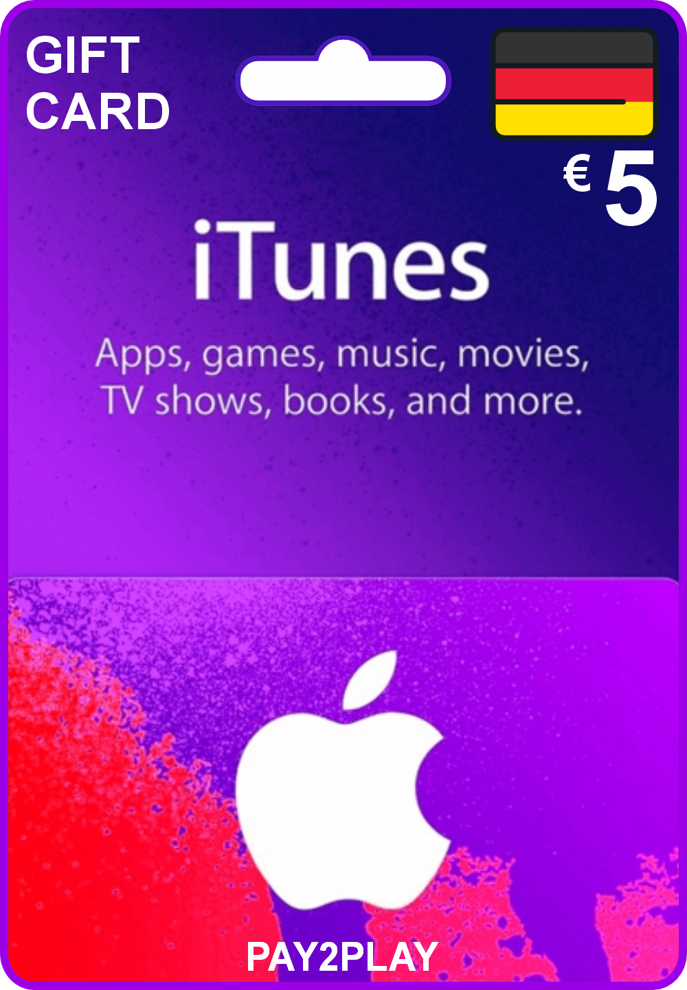 Подарочная карта Apple App Store&iTunes на 5 Евро / Германия / (Apple ID) / Пополнение Счета