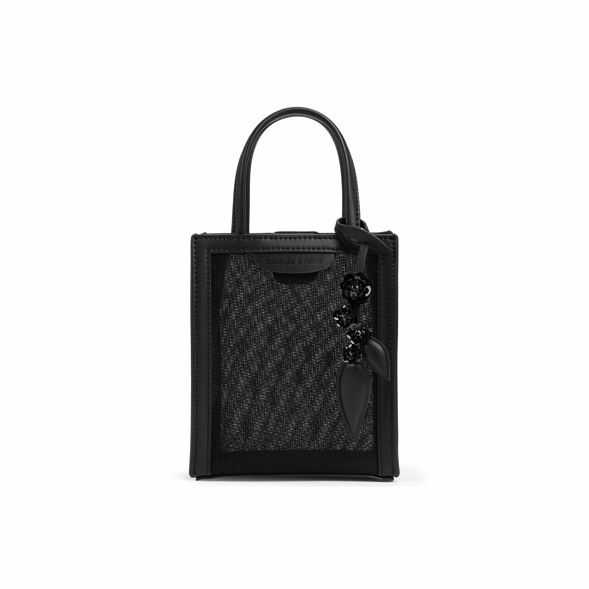 Сумка CHARLES & KEITH, фактура плетеная, глубокий черный — фото 1