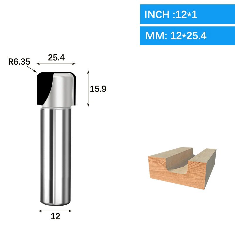 Фреза Vsharp PCD 12x25.4 мм, двойная дуга