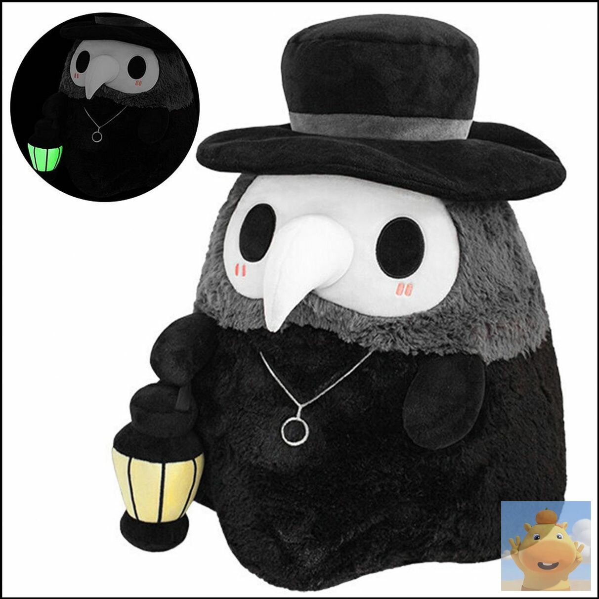 Плюшевая игрушка Чумной доктор, пушистая, чёрная
