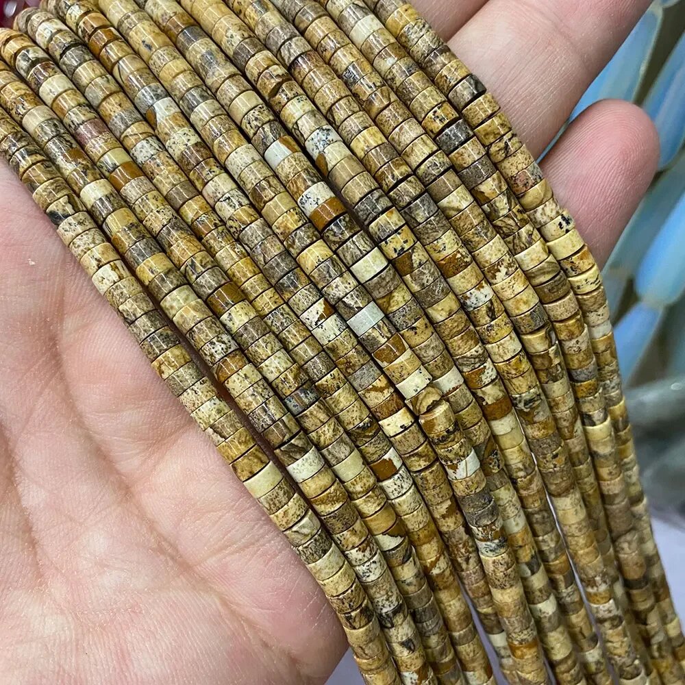 Бусины из родохрозита, яшмы, агата, нефрита LUOMAN XIARI 4x2 мм