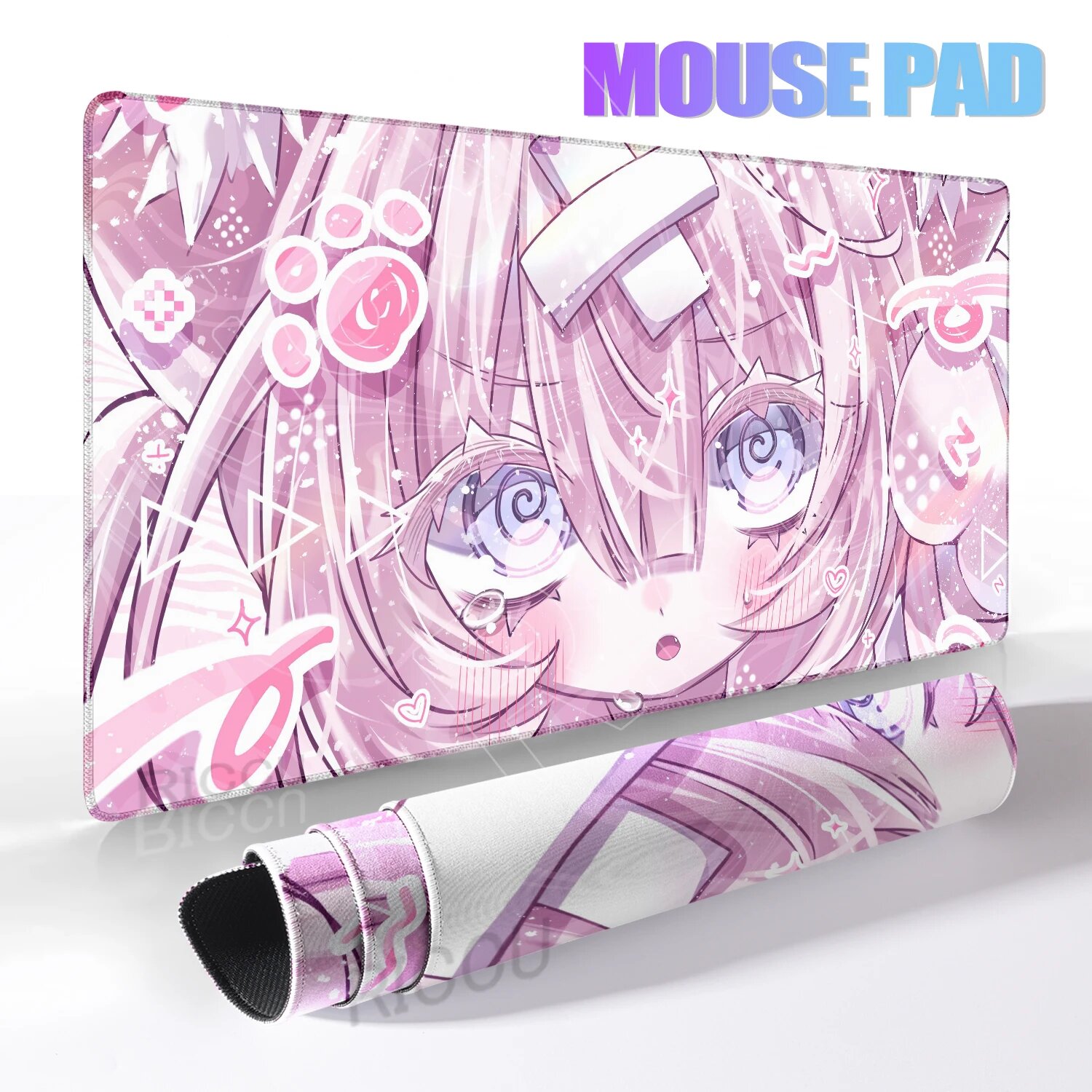 Розовый коврик для мыши XXL с аниме-девушкой 400x700x3MM, Pink-2