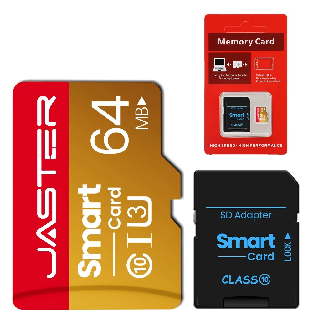 Карта памяти JASTER 64MB Class 10 SD + адаптер