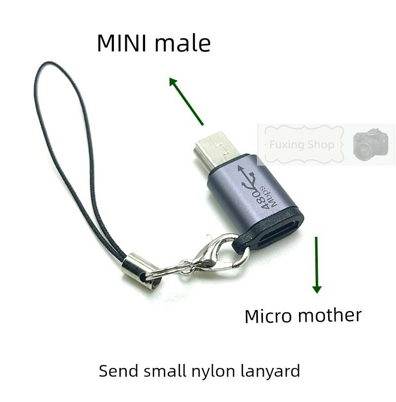 Космический серый адаптер Micro USB женский к MINI мужской с ключевой цепочкой и шнуром