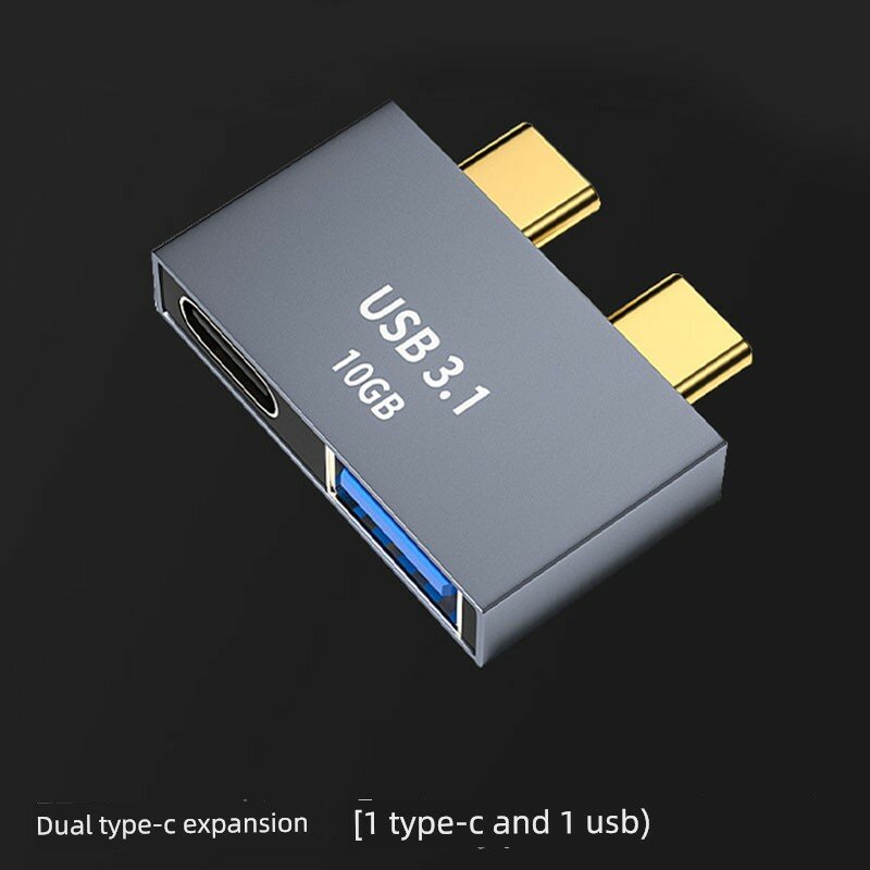 Гибридный хаб адаптер USB-C и USB-A для MacBook Pro/Air, расширение 1-го порта Type-C и 1-го USB с защитным колпачком,