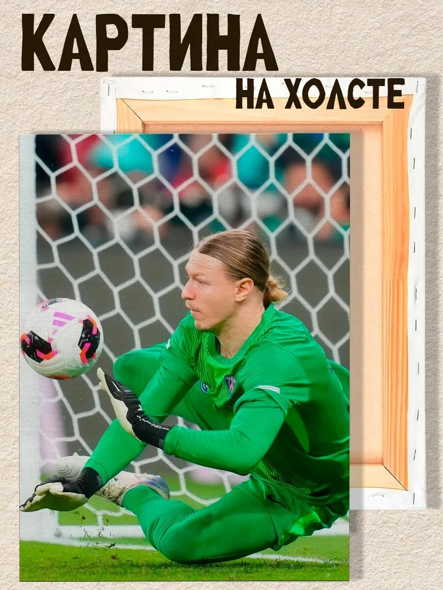 Картина на стену Сафонов футболист, на подрамнике, 1шт, 25х17 размер.
