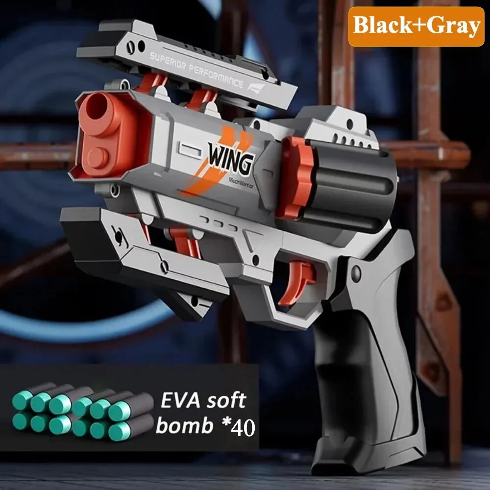 Пистолет игрушечный Wing Black+Gray, 40 EVA снарядов