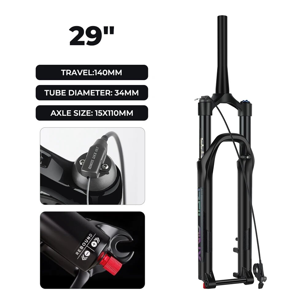 Вилка велосипедная BOLANY 29" Travel 140mm, черная