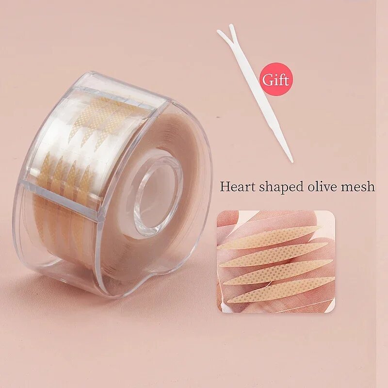 Самоклеящаяся лента для двойного века 600 шт, прозрачная бежевая heart mesh olive