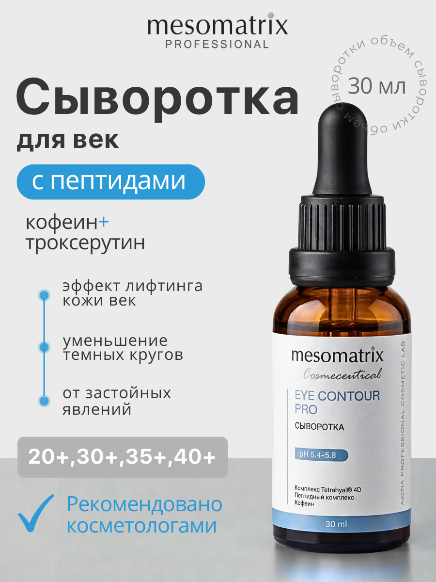 Сыворотка для век от застойных явлений с эффектом лифтинга EYE CONTOUR PRO, с кофеином и пептидами, Mesomatrix, 30 мл