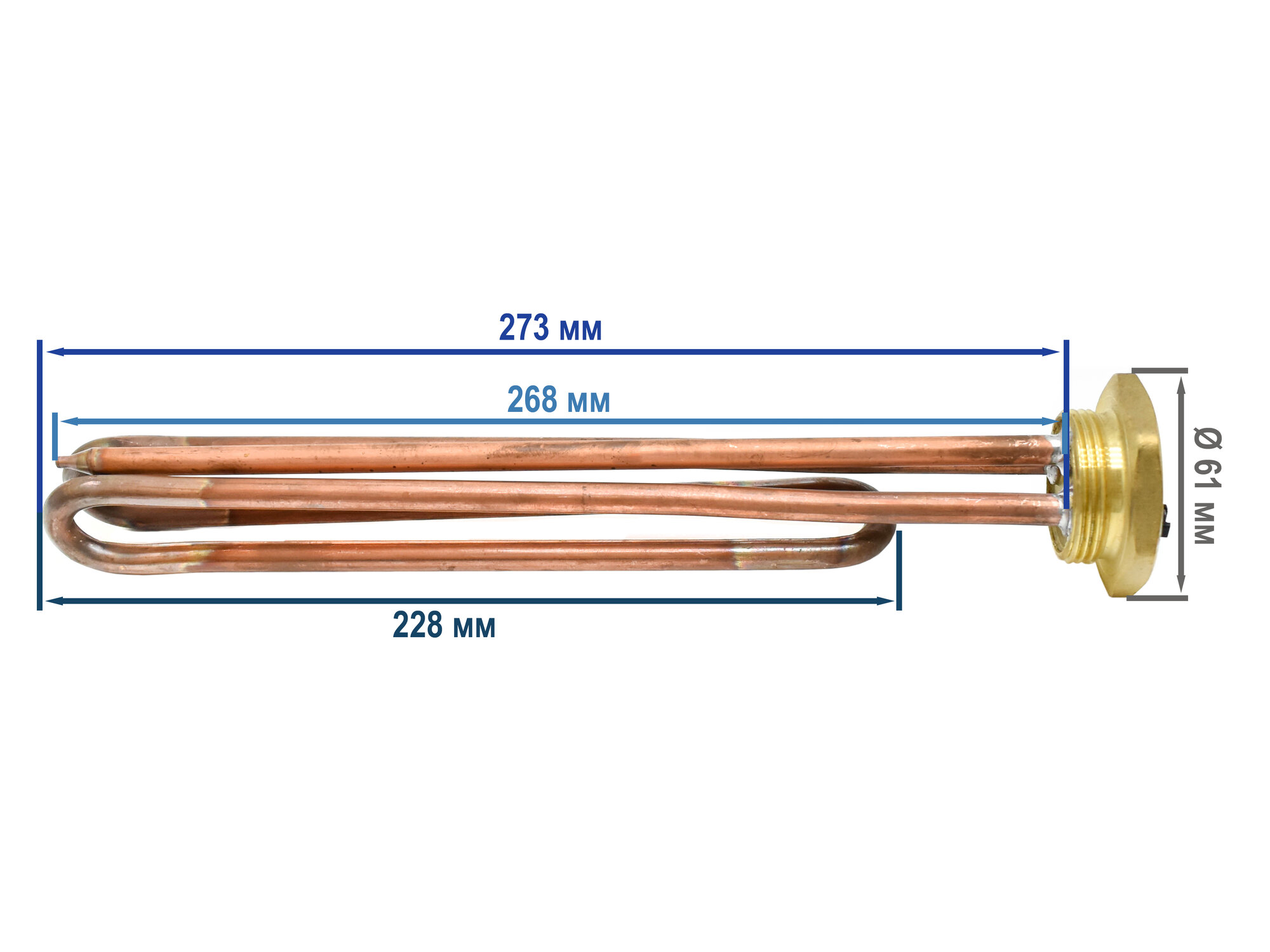 ТЭН бойлера / ТЭН для водонагревателя 3000W RCT TW3 D61mm G1 1/4 медный, 182384