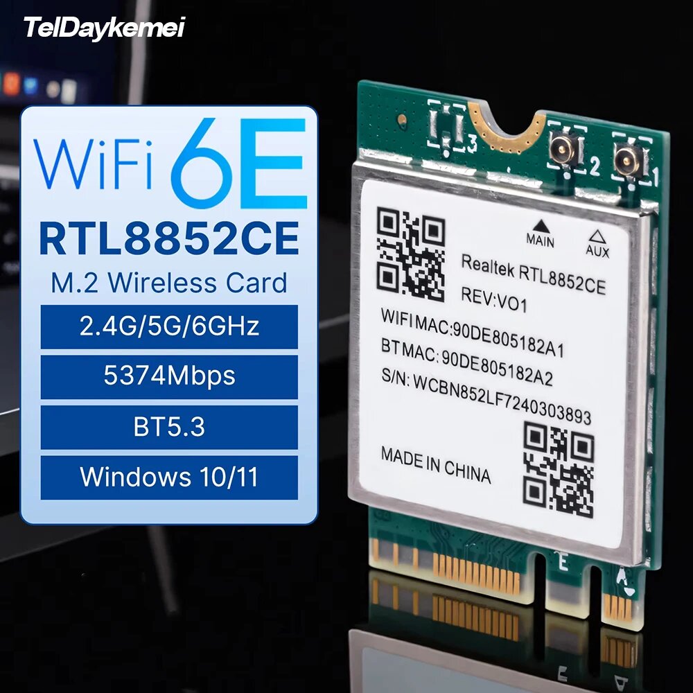 TelDaykemei адаптер Wi-Fi 6E Bluetooth 5.3