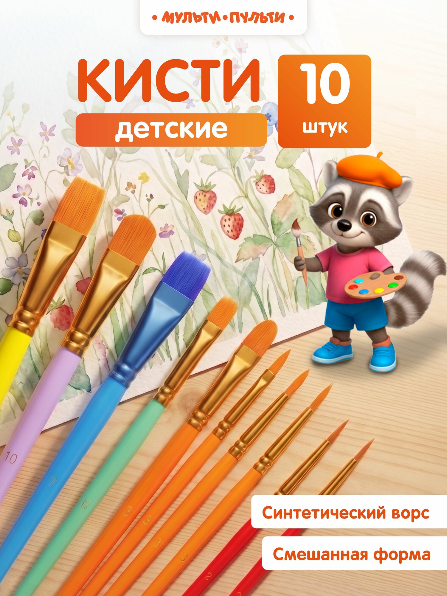 Кисточки для рисования набор детские 10 штук