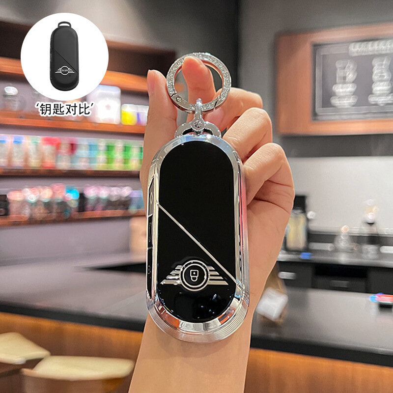 Чехол для ключа BMW Mini Cooper черный с стразовым кольцом для 2024 Mini Aceman унисекс аксессуар