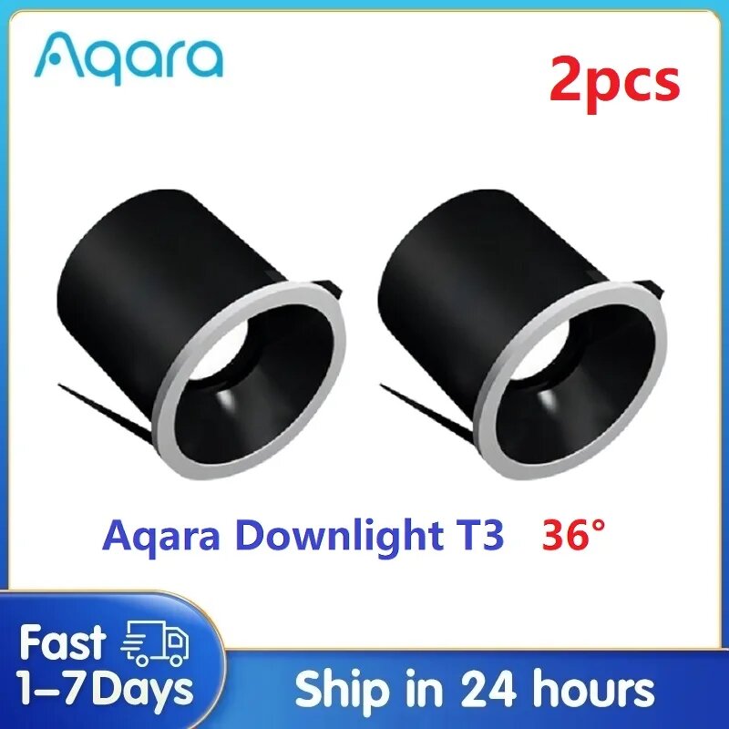 Aqara Smart Downlight T3 Zigbee Регулируемый круглый свет 6Вт Угол луча 36°80° Адаптивное освещение Регулировка яркости для приложения Aqara Home — 36 градуса 2 штуки