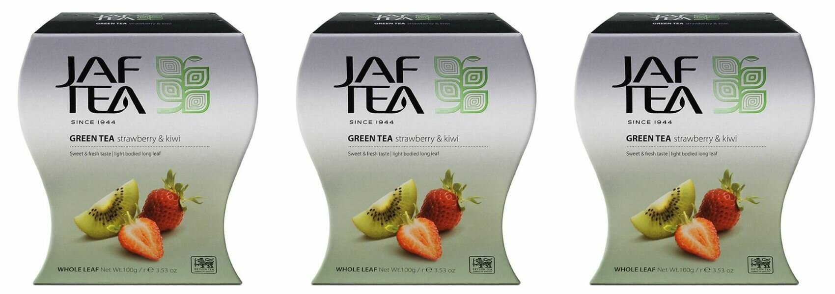 Jaf Tea Чай зеленый Strawberry and Kiwi, Клубника и киви, листовой, 100 г, 3 уп