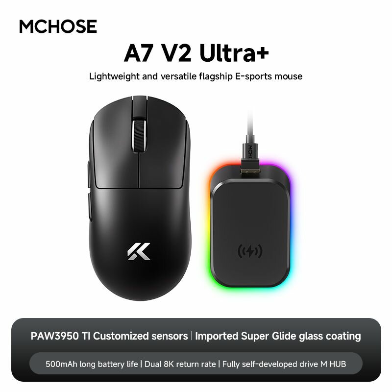 MCHOSE A7 V2 Ultra+ Лёгкая беспроводная игровая мышь для чемпионов