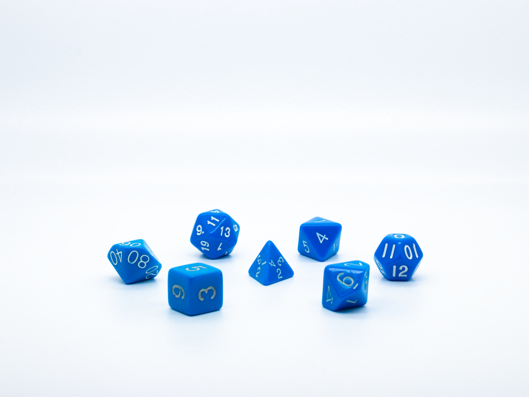 Набор кубиков для D&D (Dungeons and Dragons, ДнД, Pathfinder): Голубые