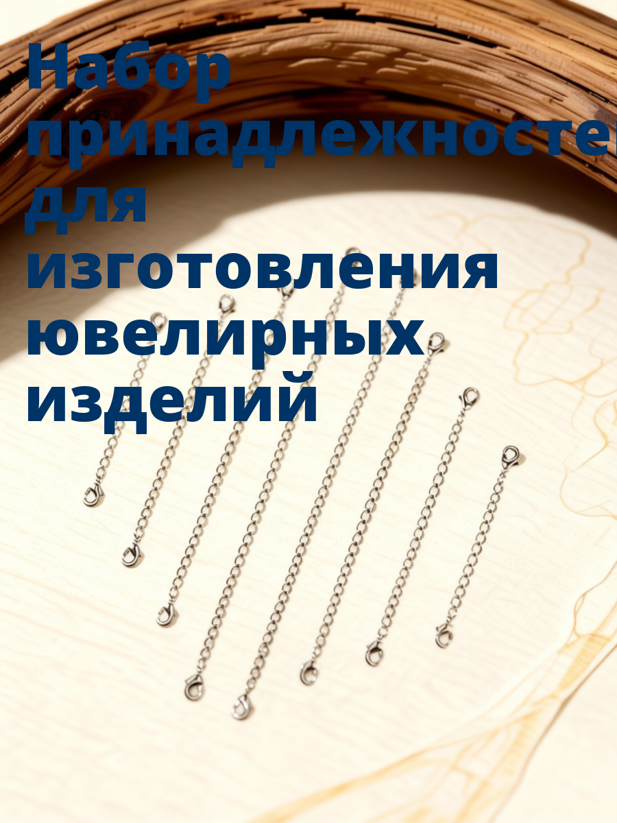 8PCS Цепочки Для Расширения Ювелирных Изделий Из Нержавеющей Стали С Крабовым Замком Длина 15cm 10cm 7cm 5cm