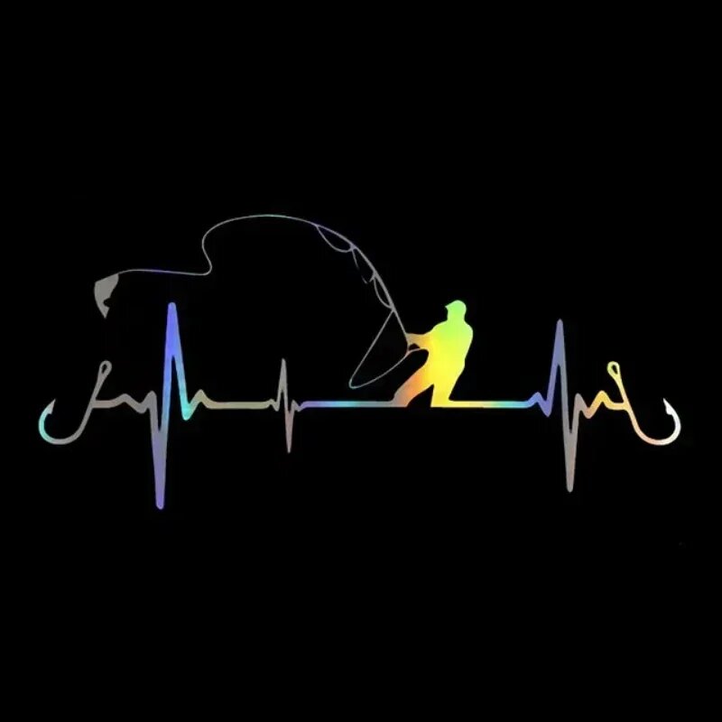 Автомобильная наклейка 3D Heartbeat Рыбалка Стайлинг автомобиля Забавная Reflective Laser