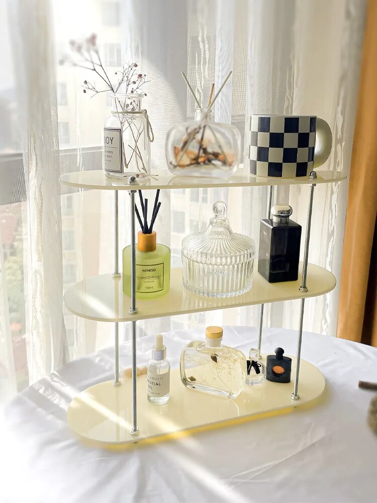Многоуровневая акриловая подставка для ванной 40cm cream yellow