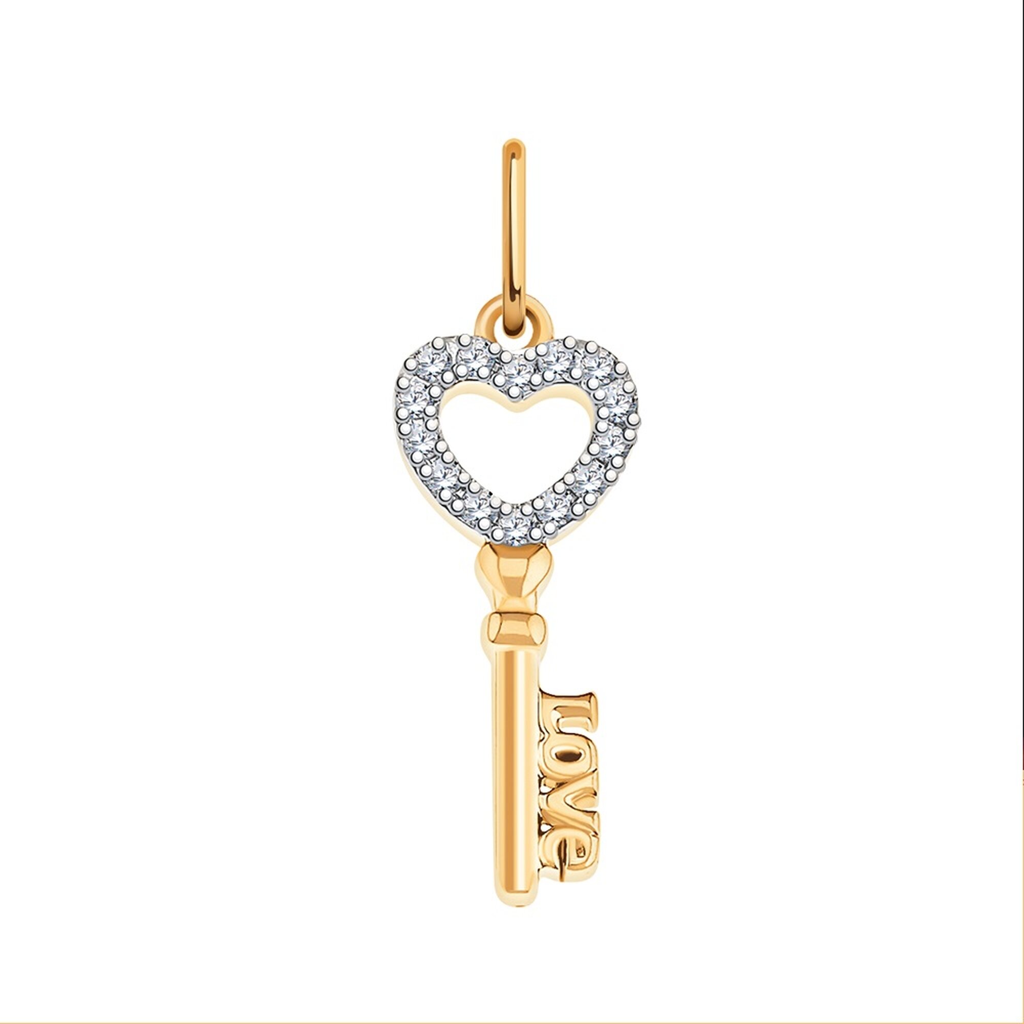 Подвеска Diamant online, красное золото, 585 проба, фианит