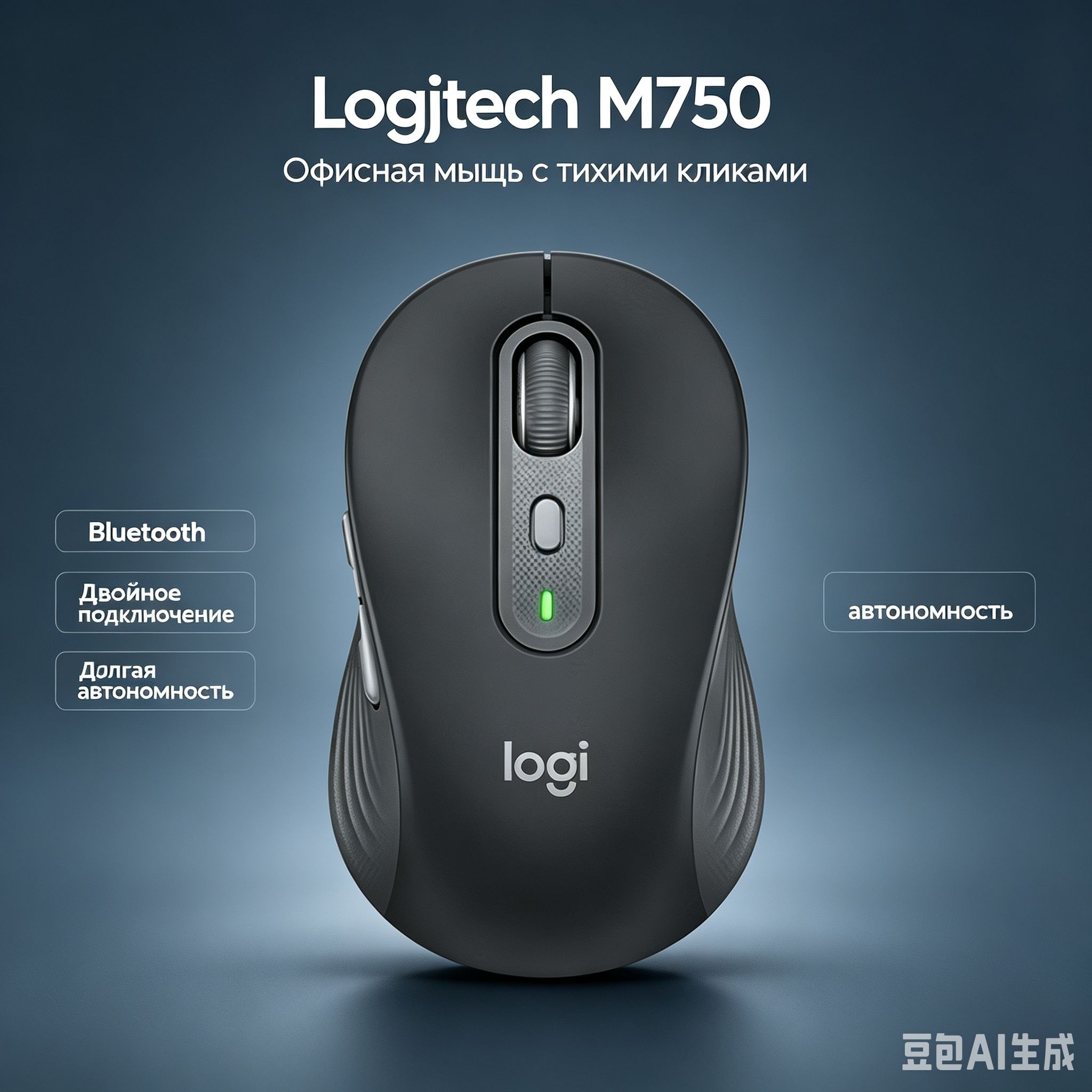 Мышь беспроводная Logitech M750, черно-серый