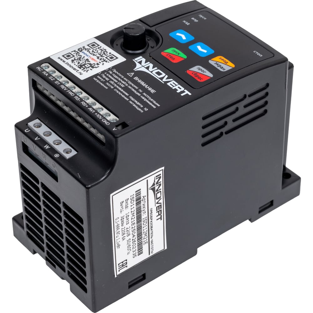 Преобразователь INNOVERT ISD mini PLUS, выходной ток 6.0 А 1,1 кВт вх: 1ф x 220В / вых: 3ф х 220В ISD112M21E — фото 1