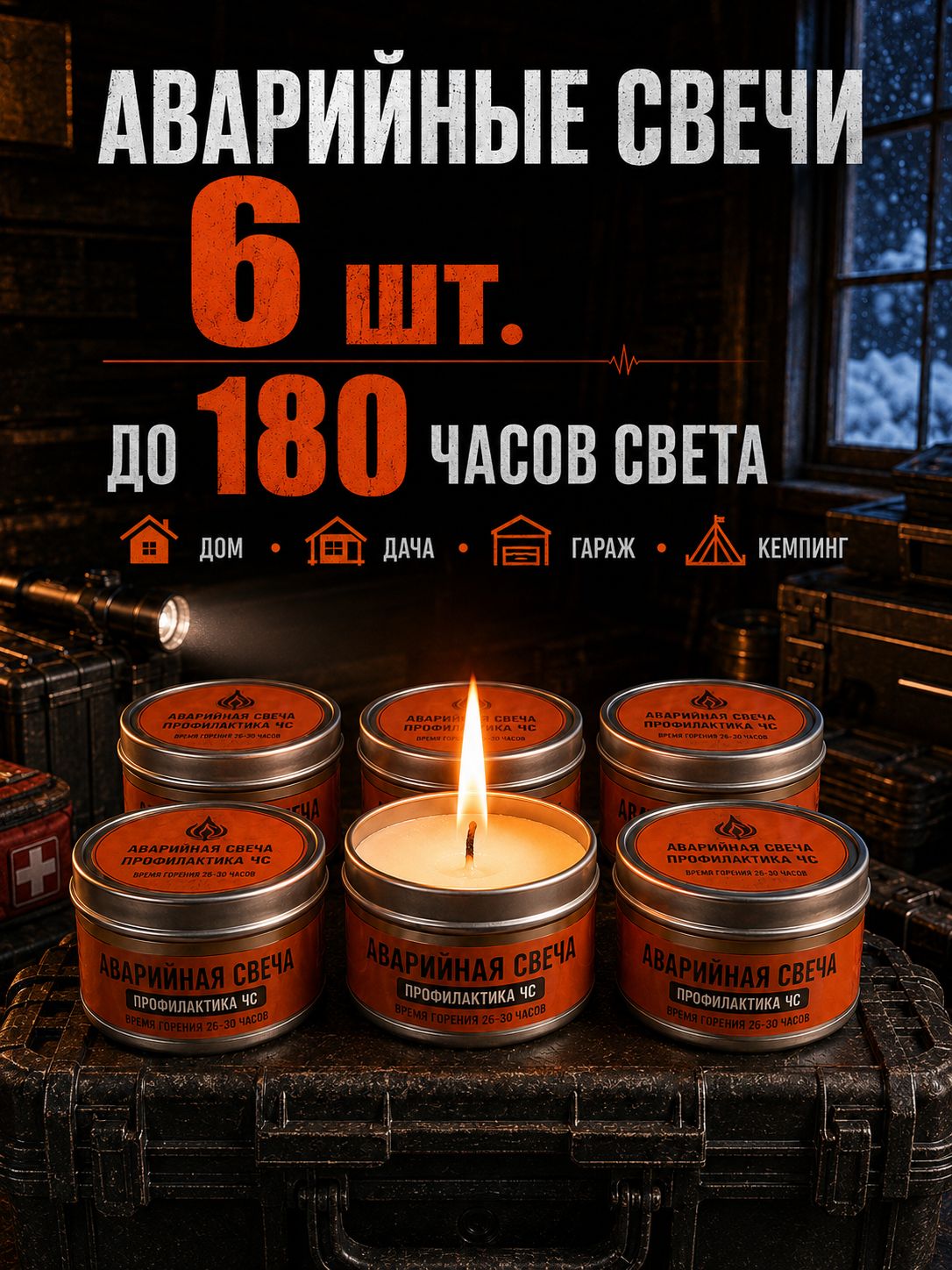 Свеча "свечи хозяйственные" 3.5 см х 5 см 6 шт, Артикул: 5657556332