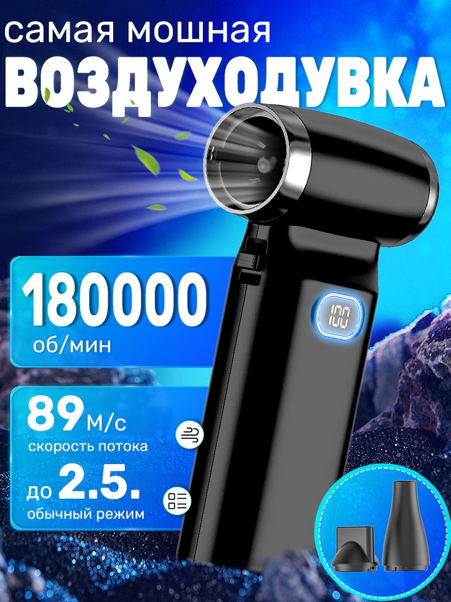 Воздуходувка аккумуляторная, портативная самая мощная, ветродуйка для компьютера, турбовентилятор. Фен для мангала