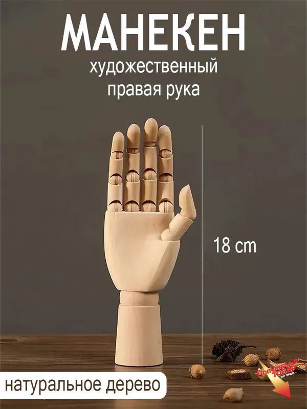 Правая деревянная рука манекен художественный 18 см, декор для дома