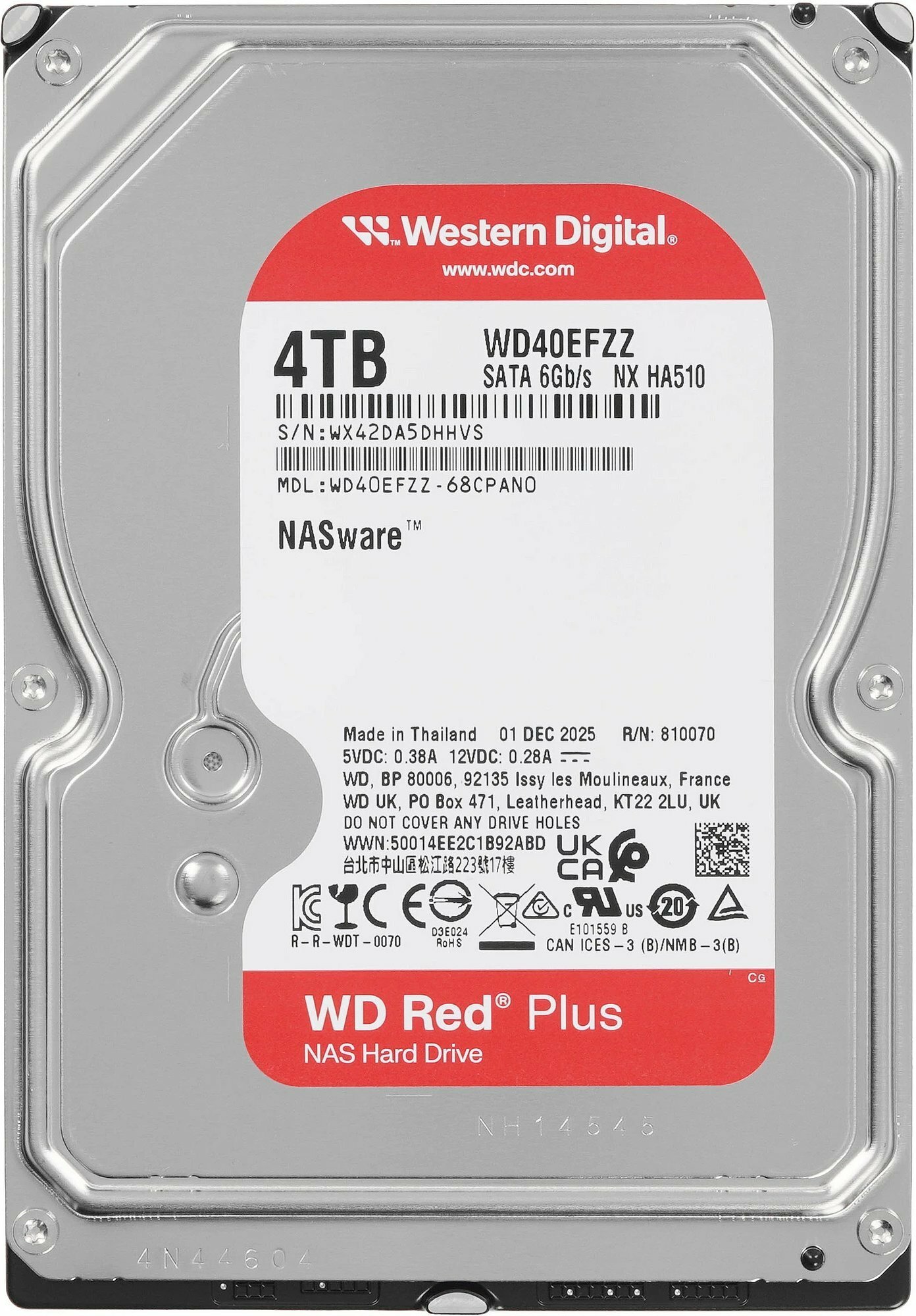 Жесткий диск Western Digital 4TB SATA Red Plus WD40EFZZ