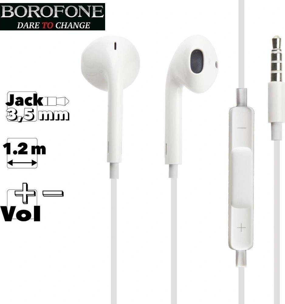 Наушники проводные Borofone BM30 Original Series 3.5мм, вкладыши, громкость +/-, 1.2м