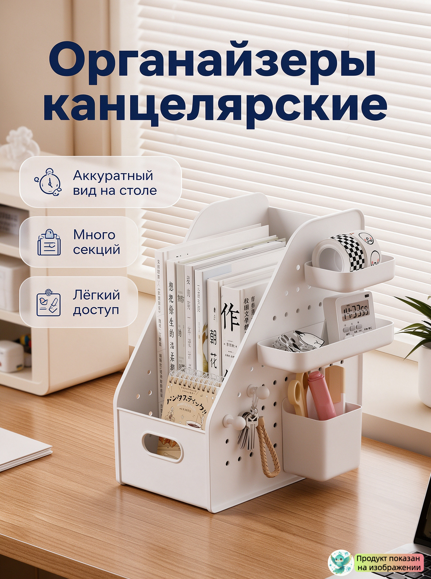 Подставки для книг, белый, 26,8 x 14,6 x 30 cm, пластик, 1 шт, органайзер для книг