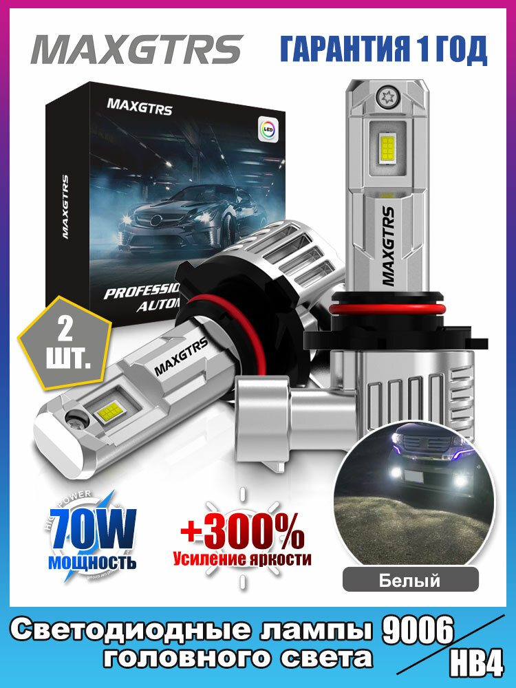 2шт MAXGTRS 9006 HB4 LED лампы фар для автомобиля без вентилятора, противотуманная фара с чипом CSP
