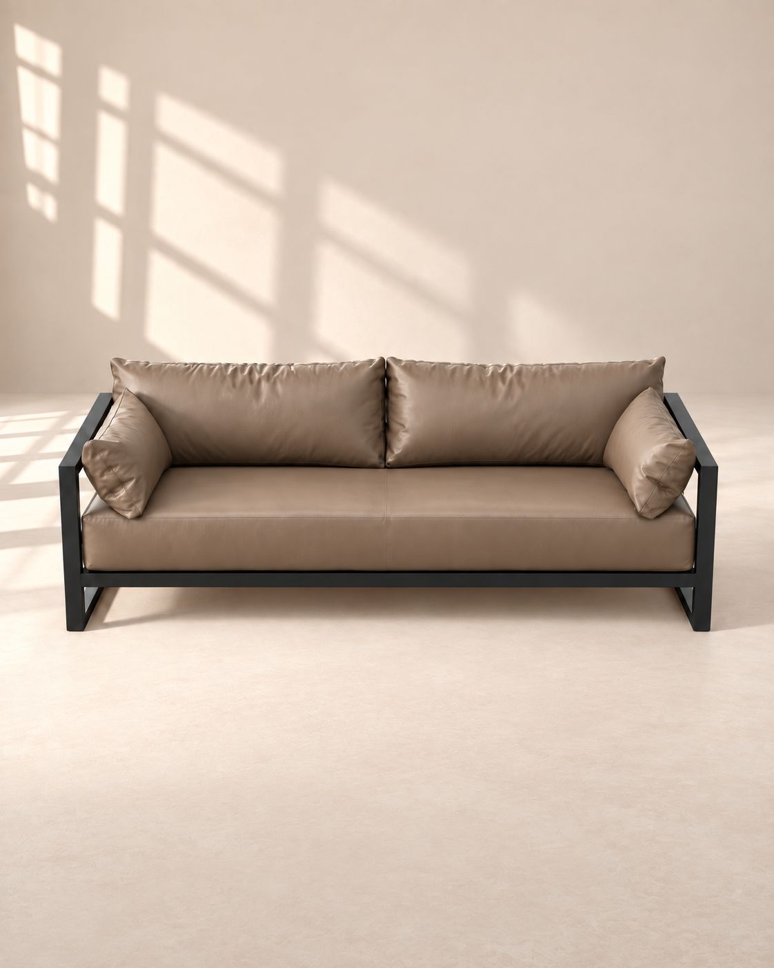 Диван лофт прямой, Диван LOFT Нераскладной, экокожа, 210х80х70см, цвет Латте
