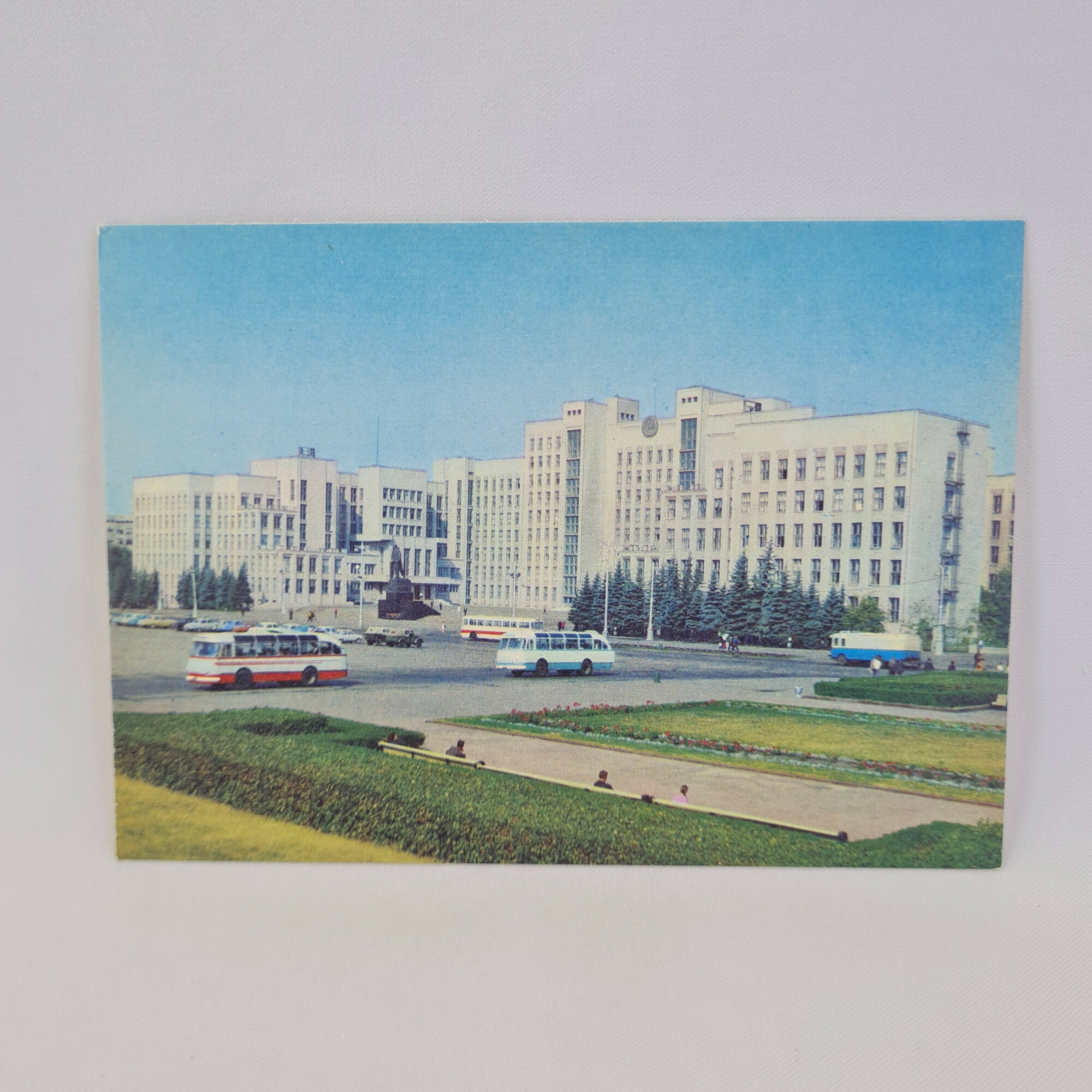 Открытка советская СССР, Минск площадь Ленина здания транспорт. Винтаж 1974 года