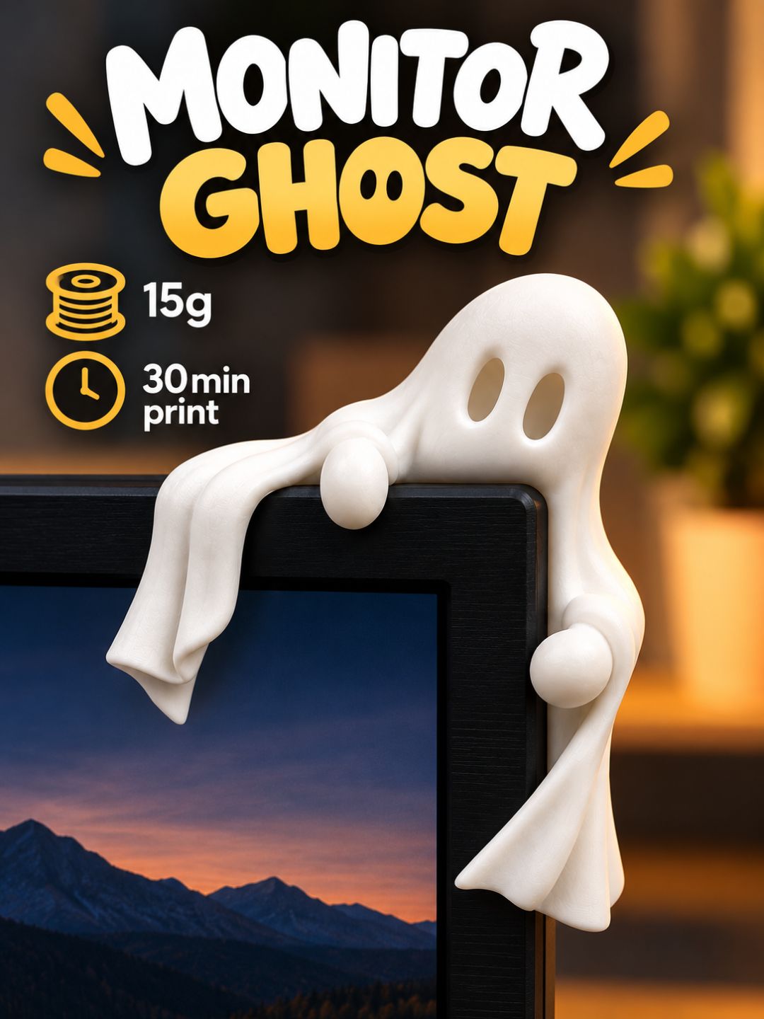 Статуэтка "Monitor Ghost" 3D-печать, декор для стола
